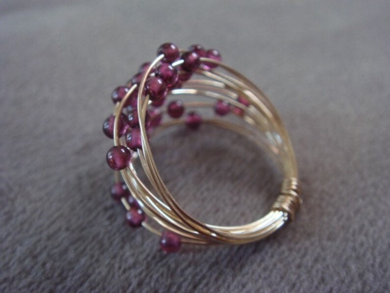 Teeny Garnet Spiral Gold Ring - Etsy