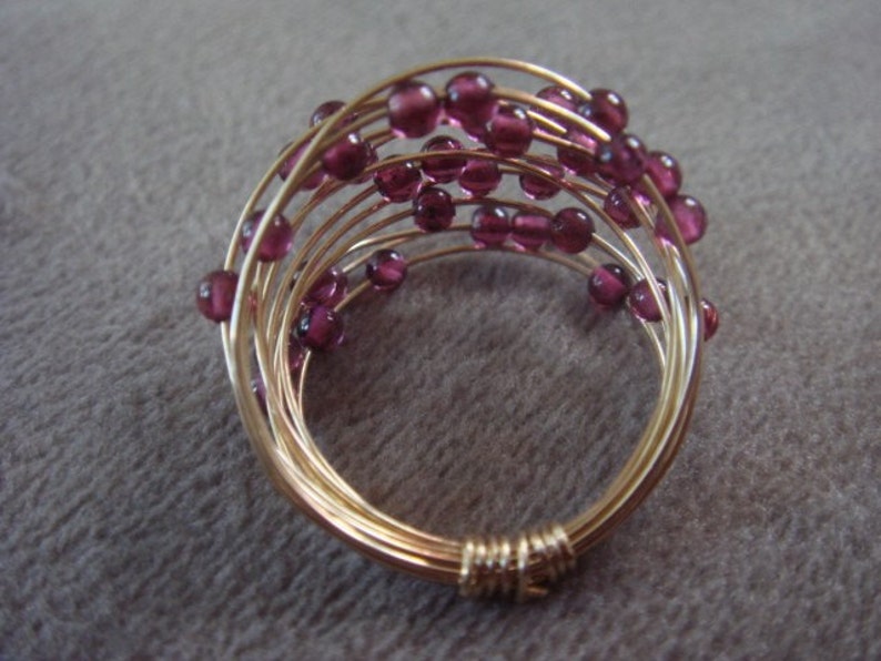 Teeny Garnet Spiral Gold Ring - Etsy