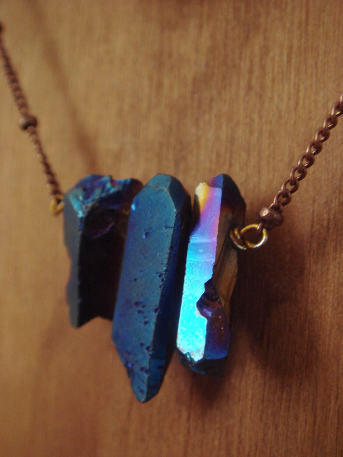 Aura Quartz & Rose Pyrite Two Tier Copper Necklace - Etsy