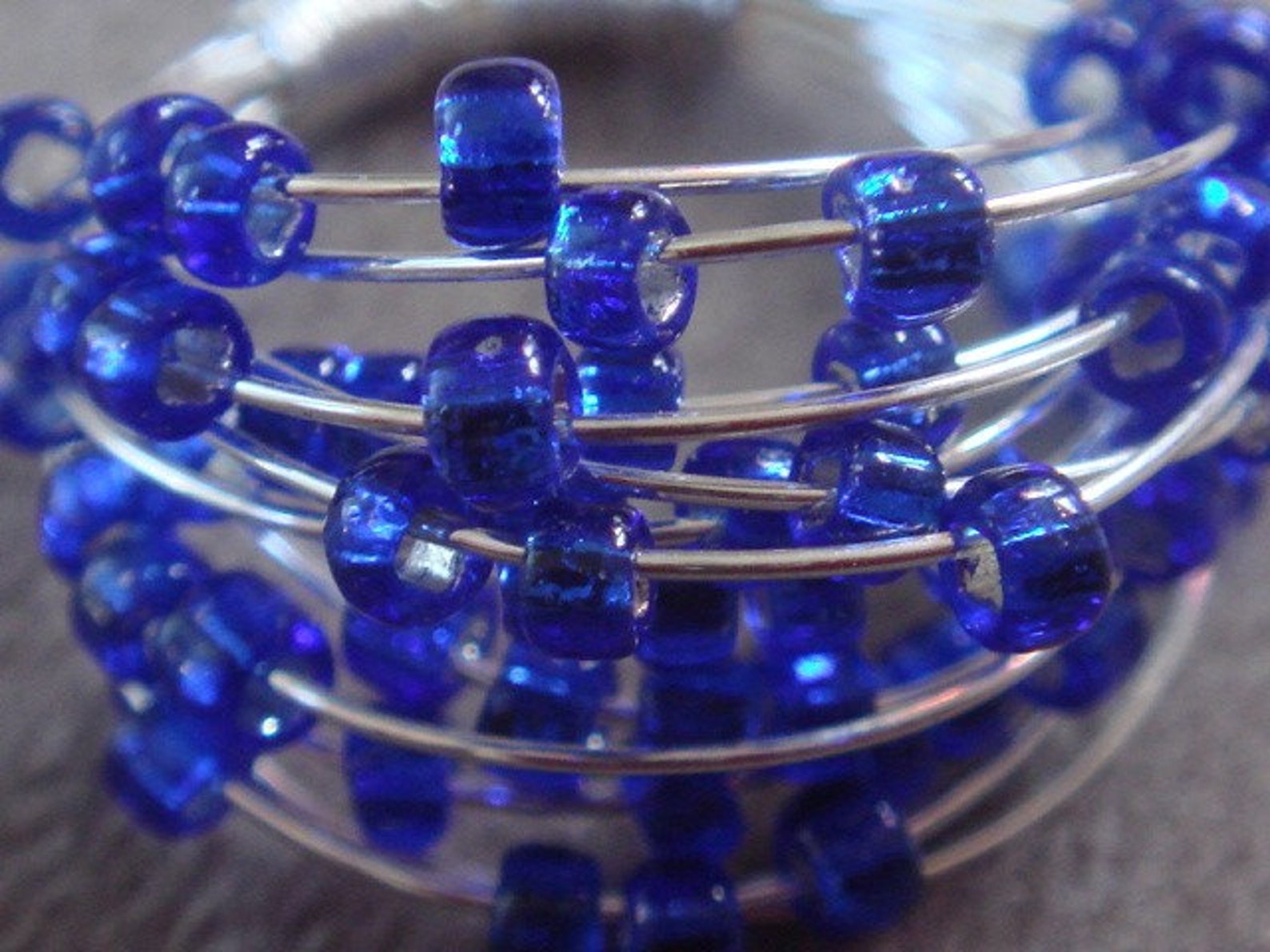 Cobalt Blue Glass Spiral Ring- Silver - Etsy
