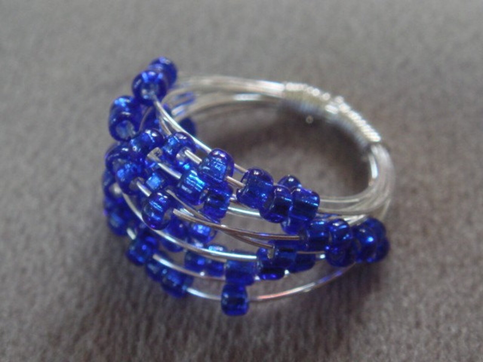 Cobalt Blue Glass Spiral Ring- Silver - Etsy