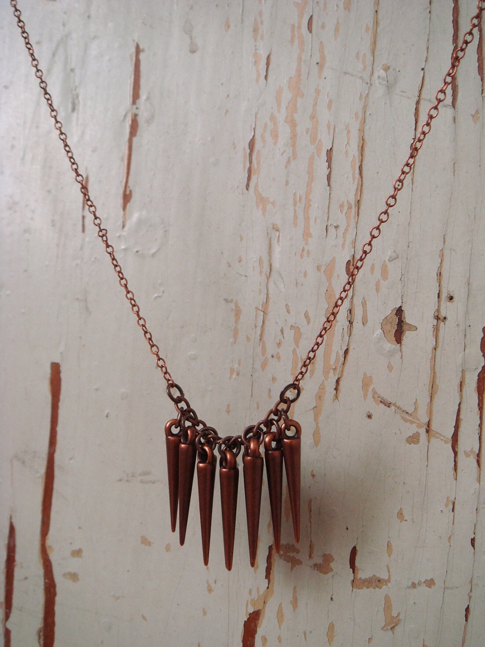 Copper Spike Fringe Necklace - Etsy