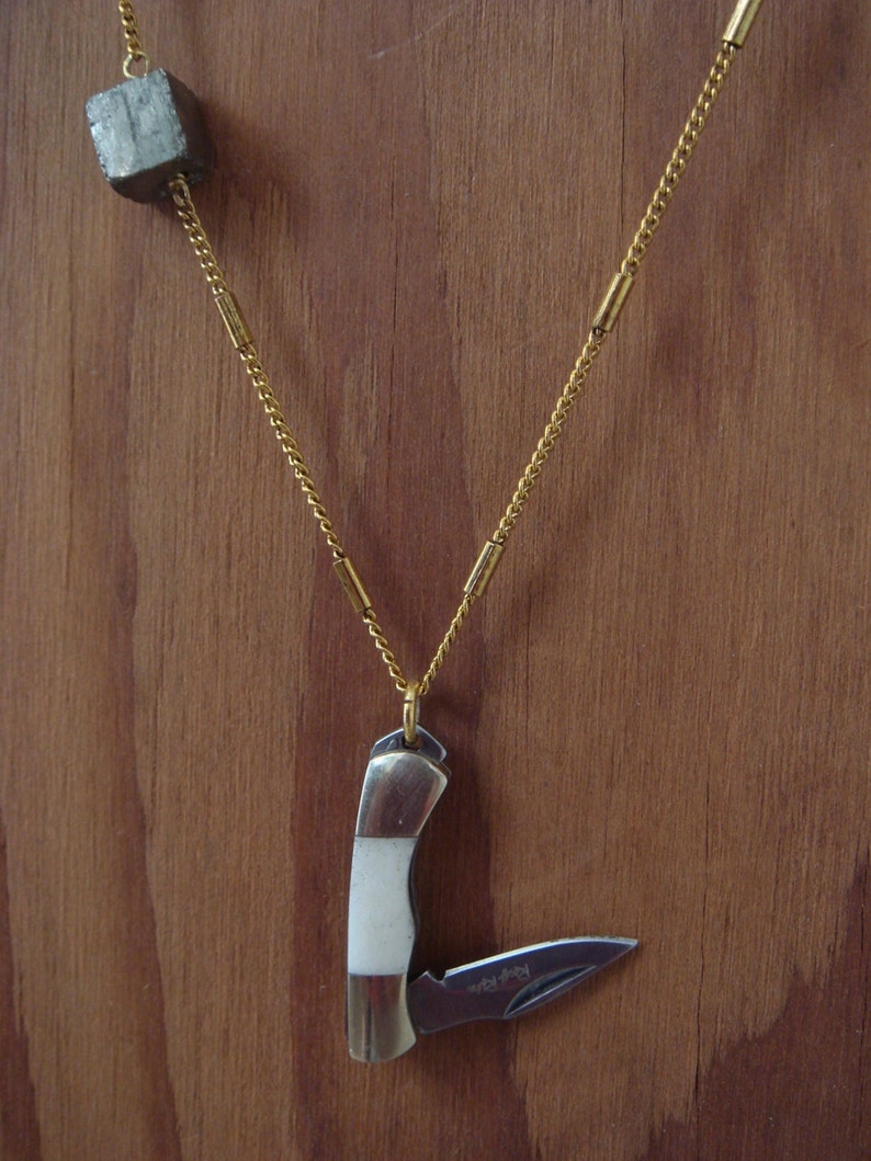 Baby Knife With Pyrite Necklace - Etsy