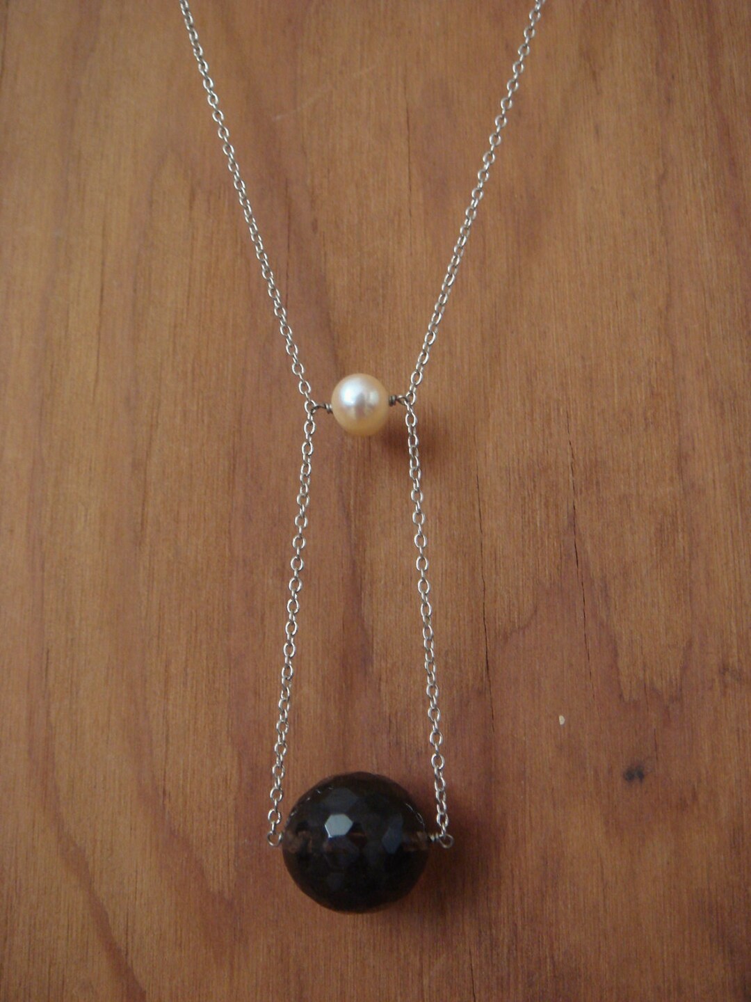 Pearl & Tourmalated Quartz Sphere Necklace - Etsy