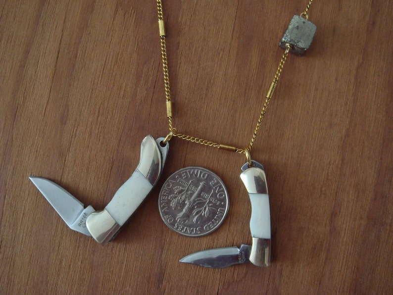 Baby Knife With Pyrite Necklace - Etsy