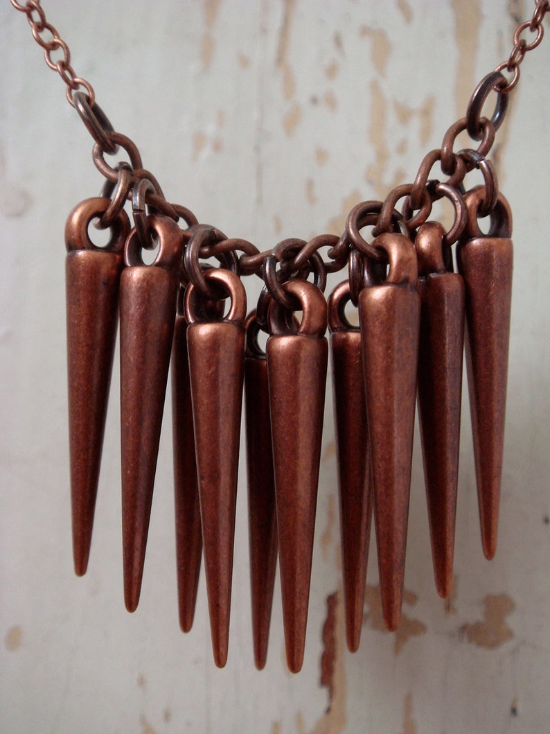 Copper Spike Fringe Necklace - Etsy