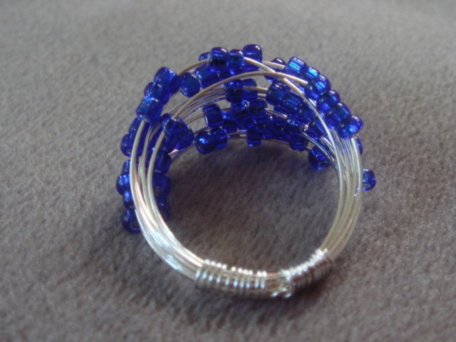 Cobalt Blue Glass Spiral Ring- Silver - Etsy