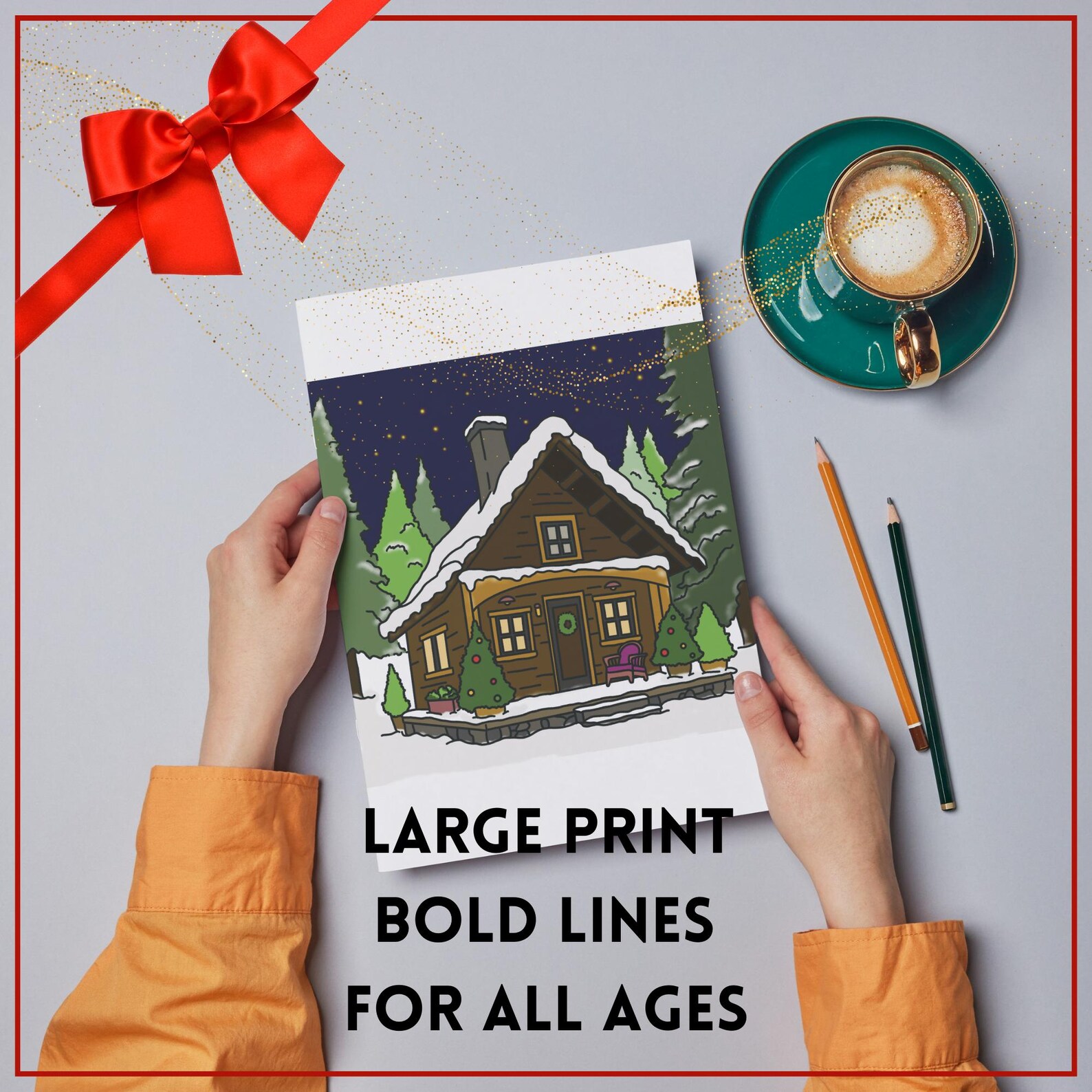 Winter Wonderland Christmas Coloring Book, , Cozy Illustrations, Bold ...