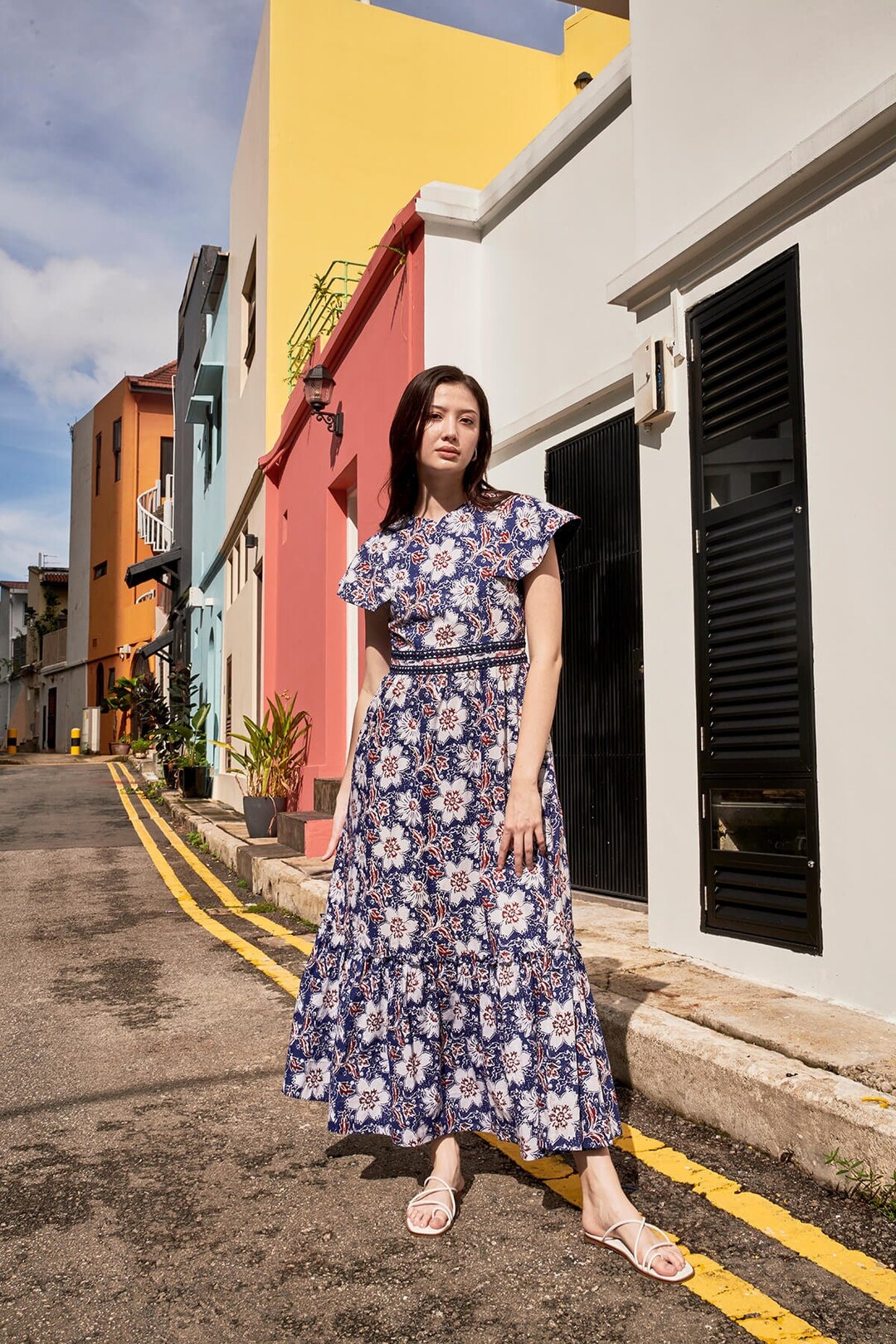 Boho Blue Red White Cape Sleeved Batik Dress - Etsy
