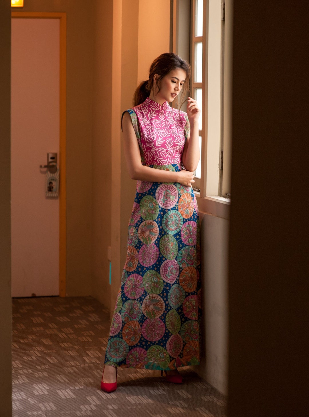 Parasol Motif Batik Cheongsam Dress - Etsy