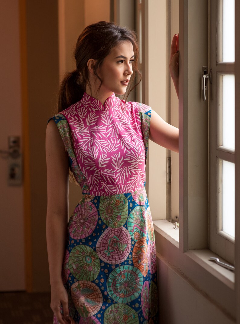 Parasol Motif Batik Cheongsam Dress - Etsy UK