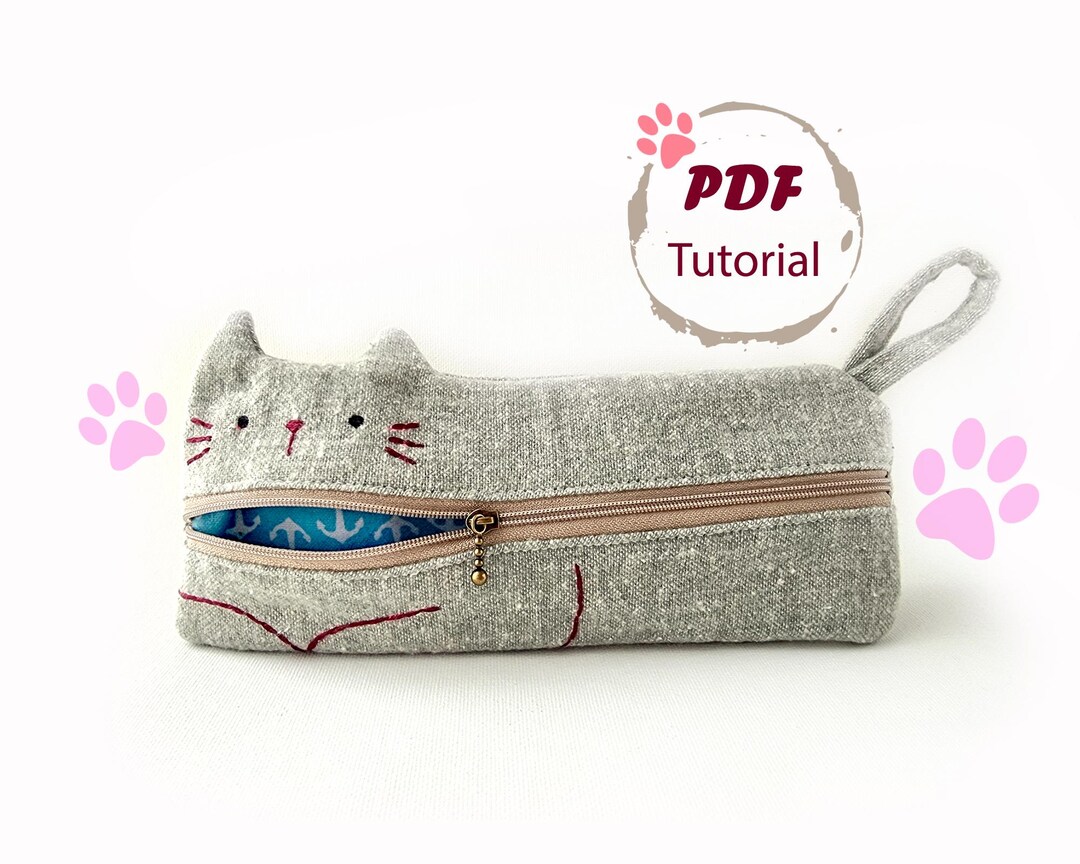 Cat Pencil Case Sewing Pattern – Cute DIY Zipper Pouch PDF – Easy ...