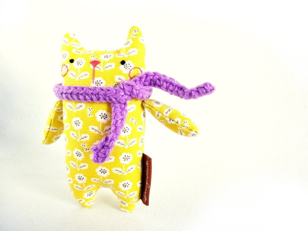 Cat Decor Yellow Cat Art Doll Ginger Cat Unique Gifts, Small Cat ...