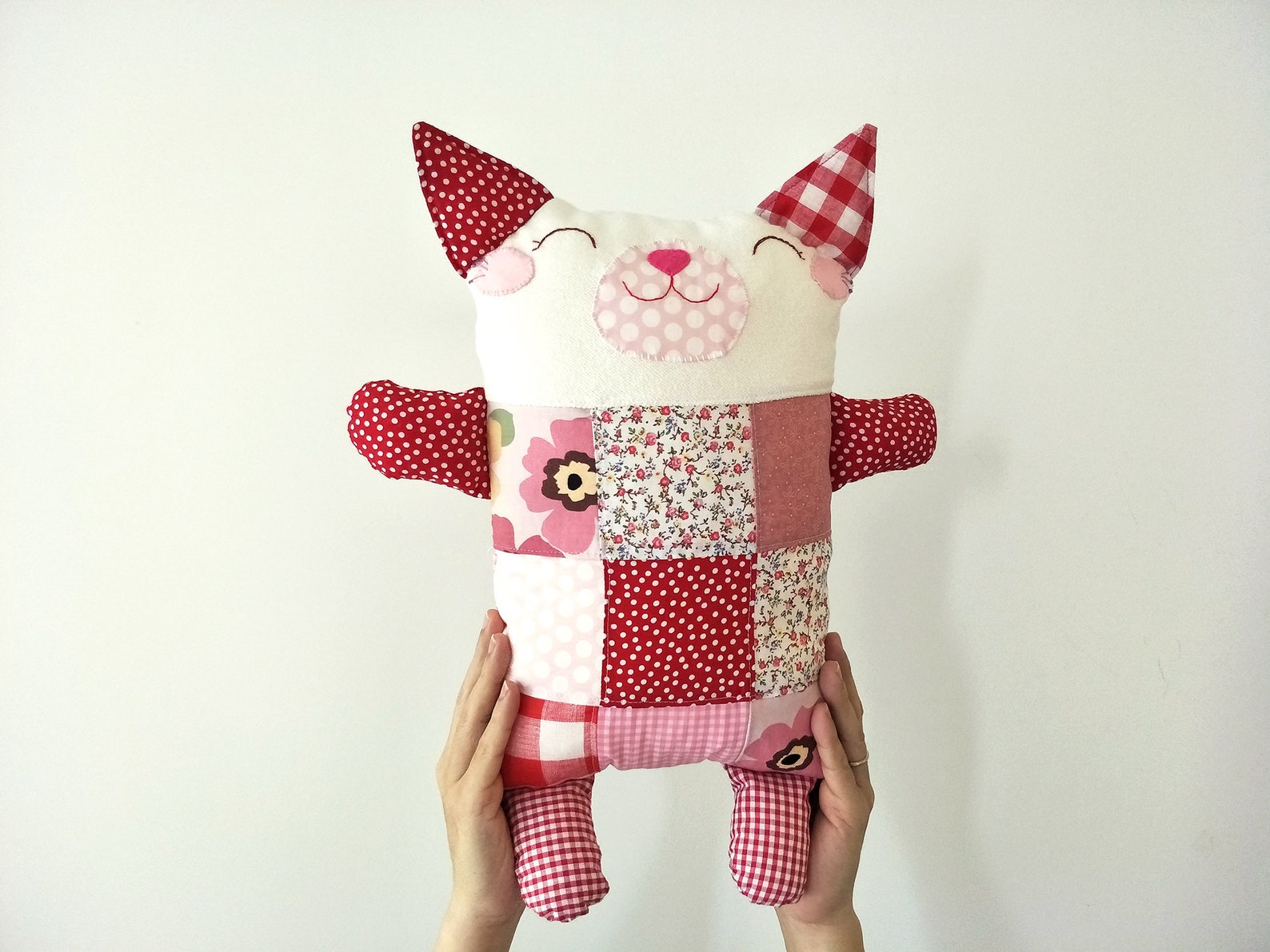 Plush Toy Cat Toy Cat Patchwork Stuffed Animals Patchwork | Etsy