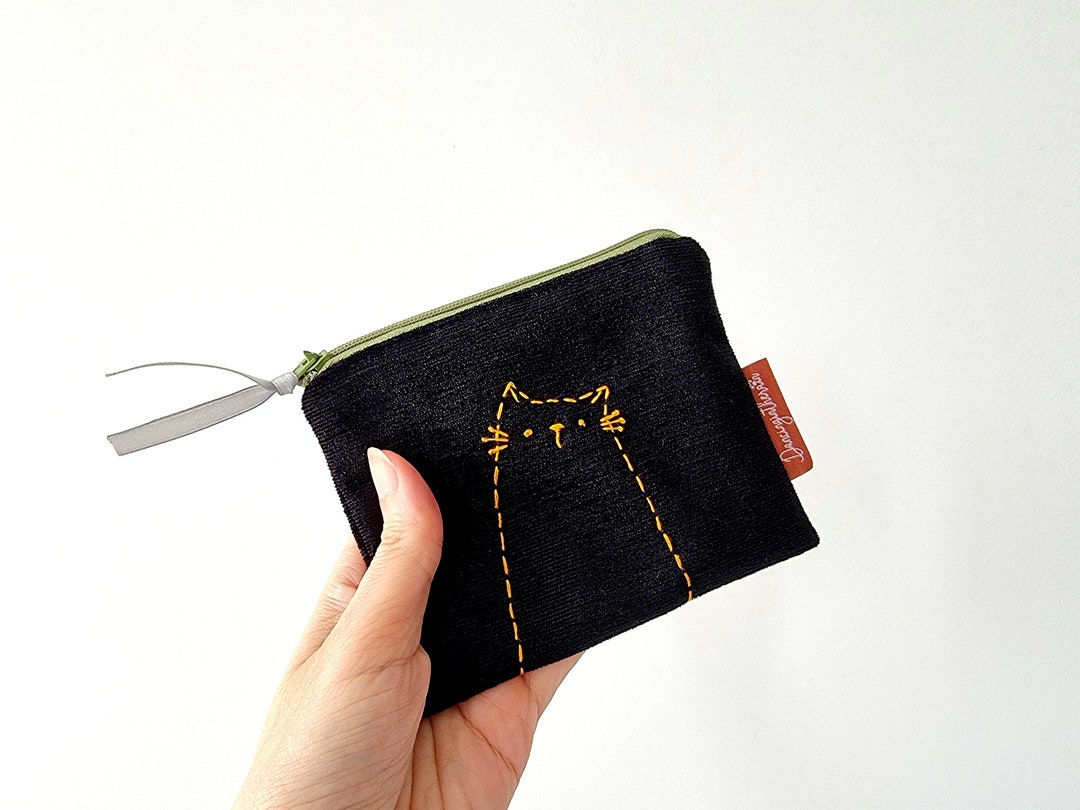 Black Cat Coin Purse, Cute Black Cat Pouch, Witchy Coin Bag, Small ...
