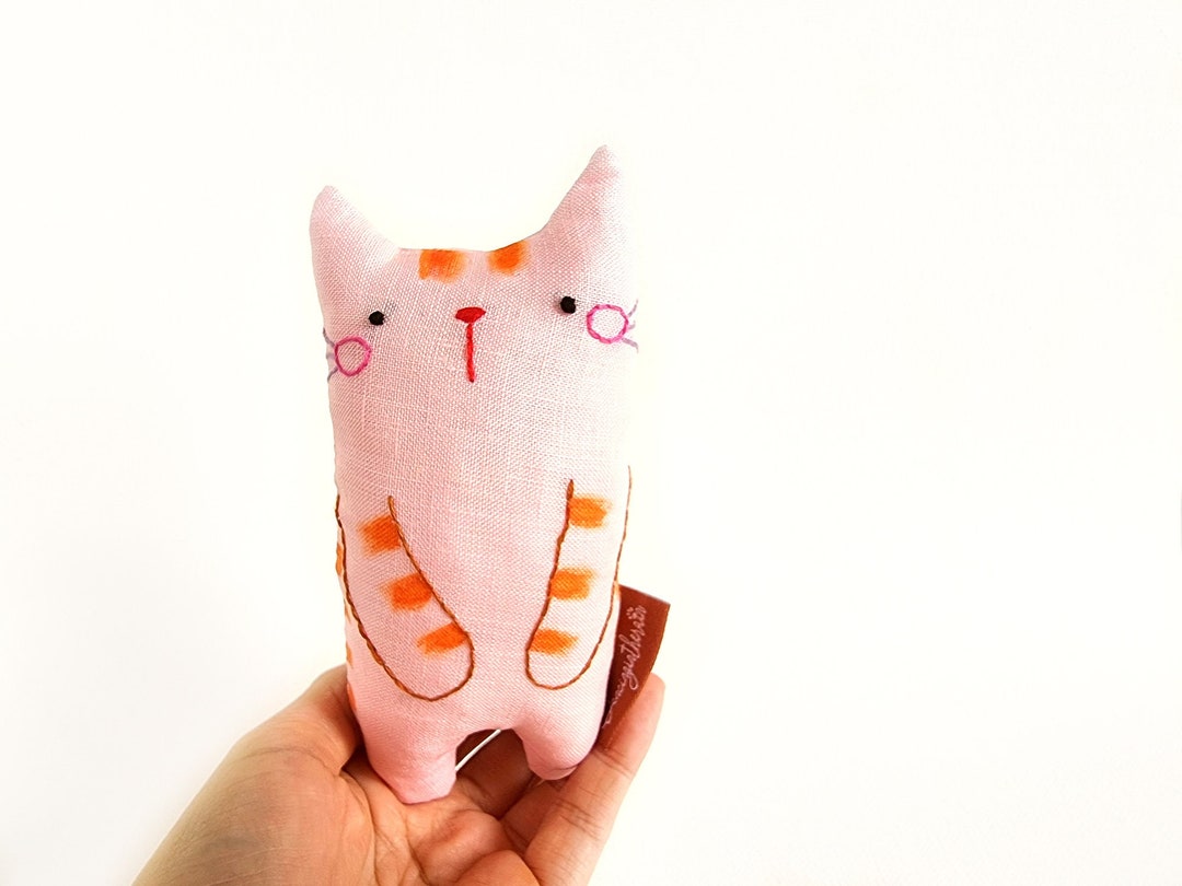 Pink Cat, Cat Art Doll, Cat Rag Doll, Cat Decor, Cat Gift, Plush Cat ...