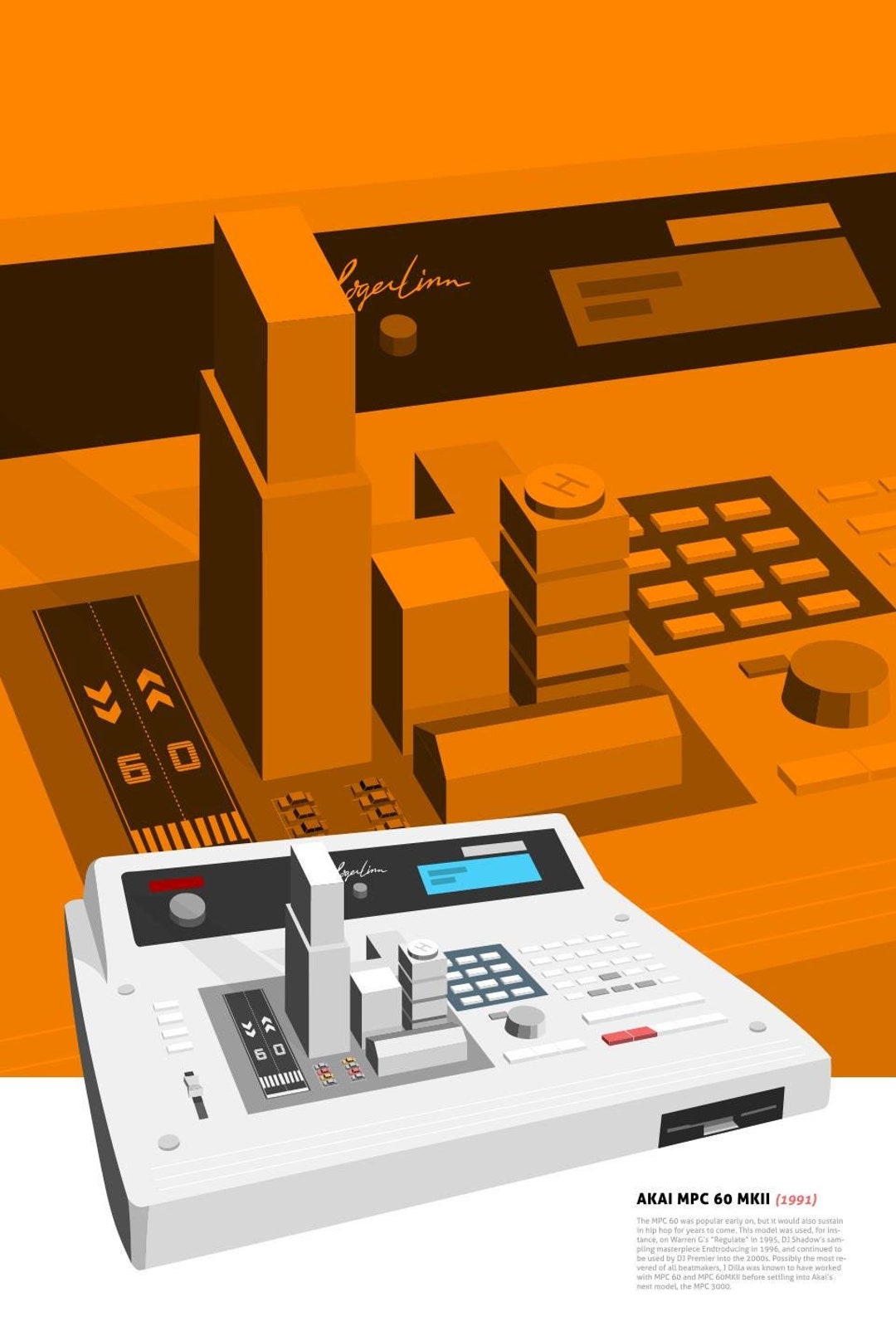 AKAI MPC 60II - High-quality Printable Digital Art. - Etsy