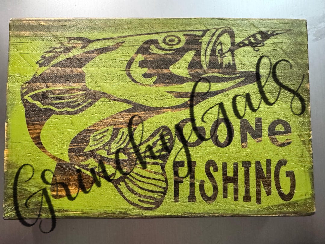 Gone Fishing & "liars" Wood Block - DOUBLE SIDED! Bass Fishing! Ships ...