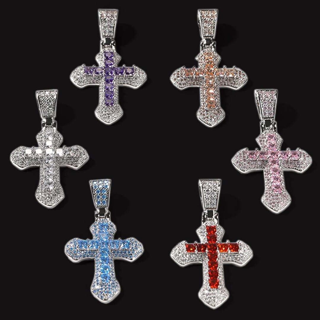 Iced Out CZ Diamond Jesus Cross Necklace With Stainless Steel Rope ...