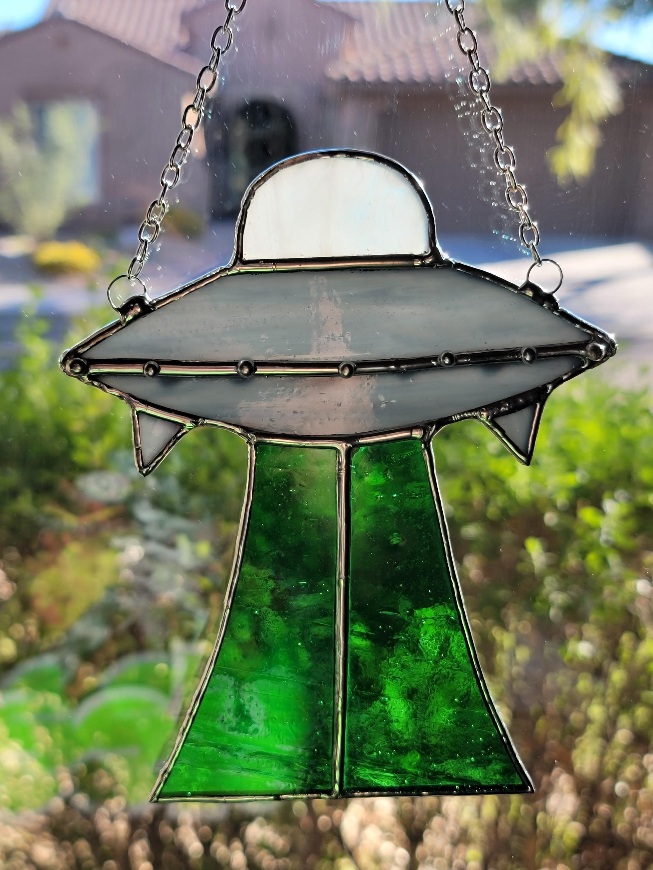 Alien Spaceship Stained Glass Sun Catcher - Etsy