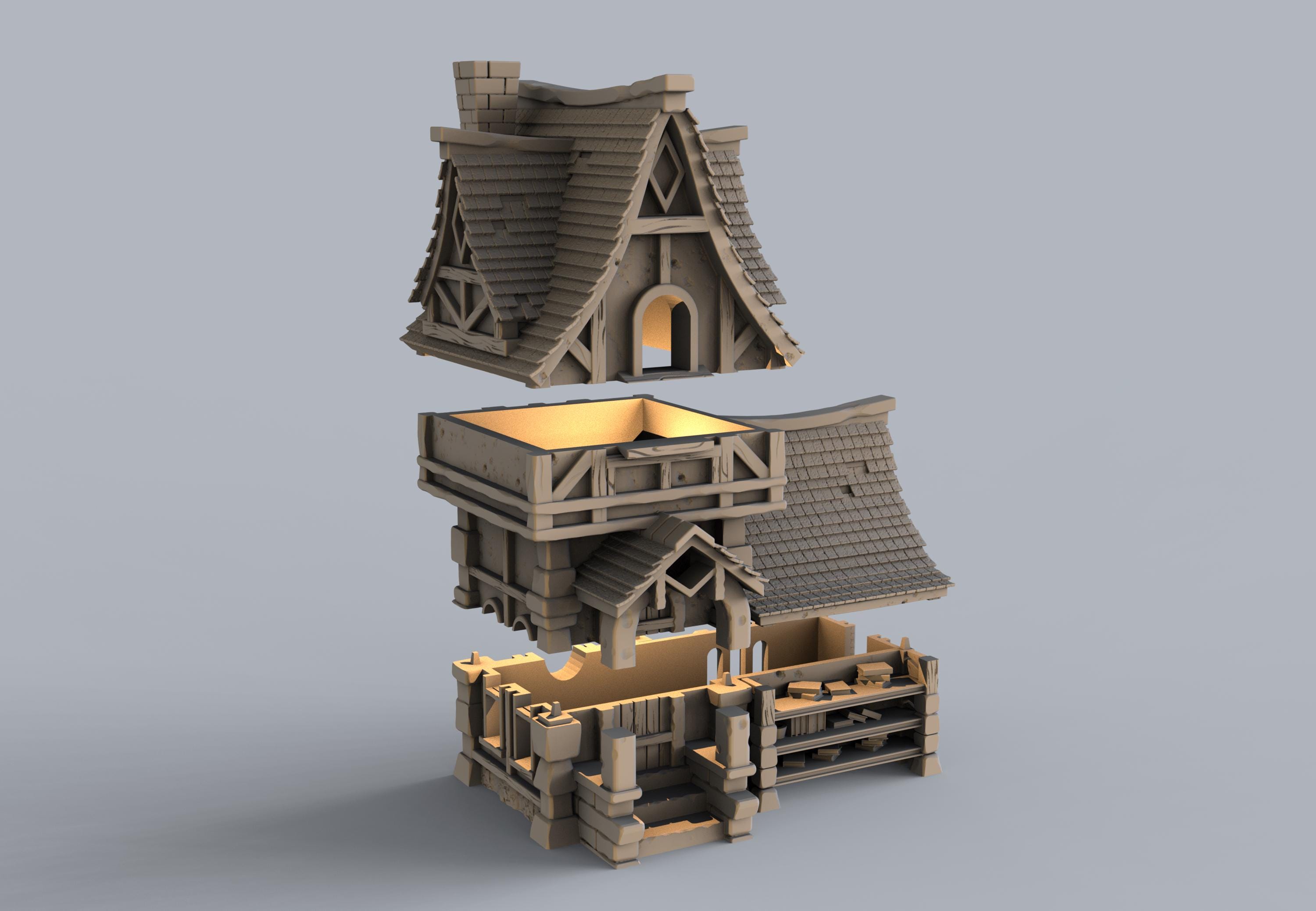 3 Medieval Houses 4, 5, 6. DND. Pathfinder. TTRPG. 28mm - Etsy