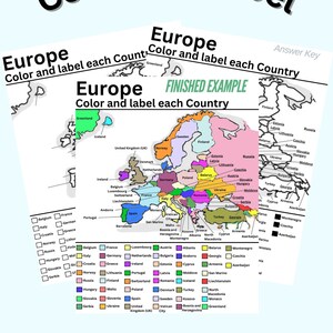 Printable Europe Countries Map Worksheet Bundle, Everything to Learn ...