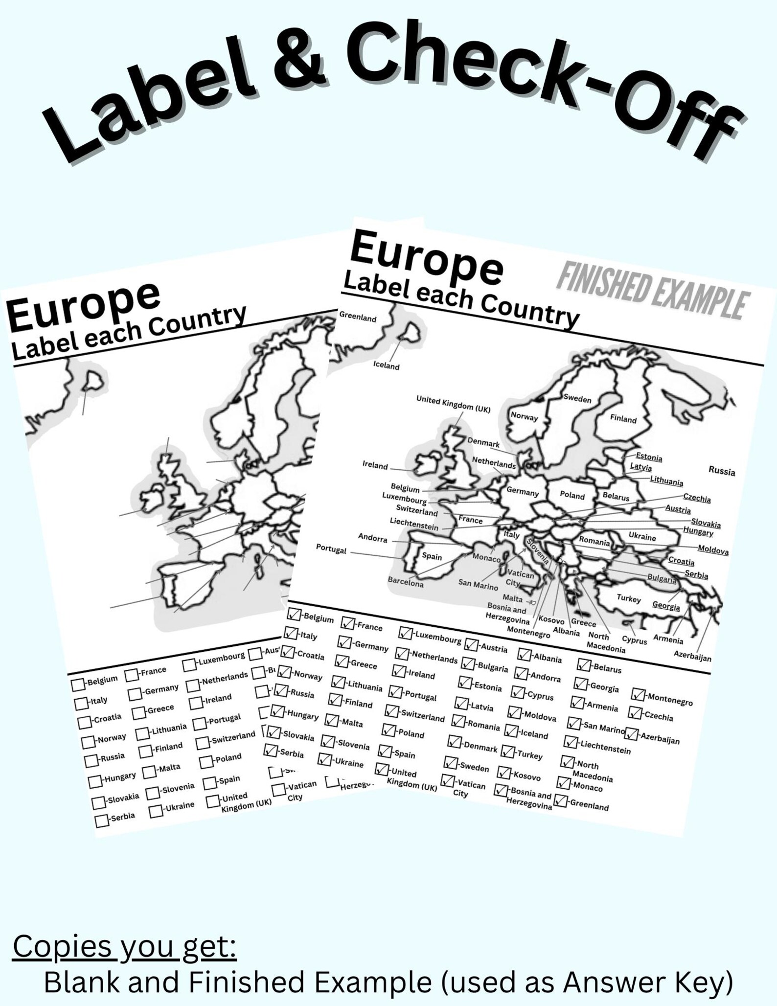 Printable Europe Countries Map Worksheet Bundle, Everything to Learn ...