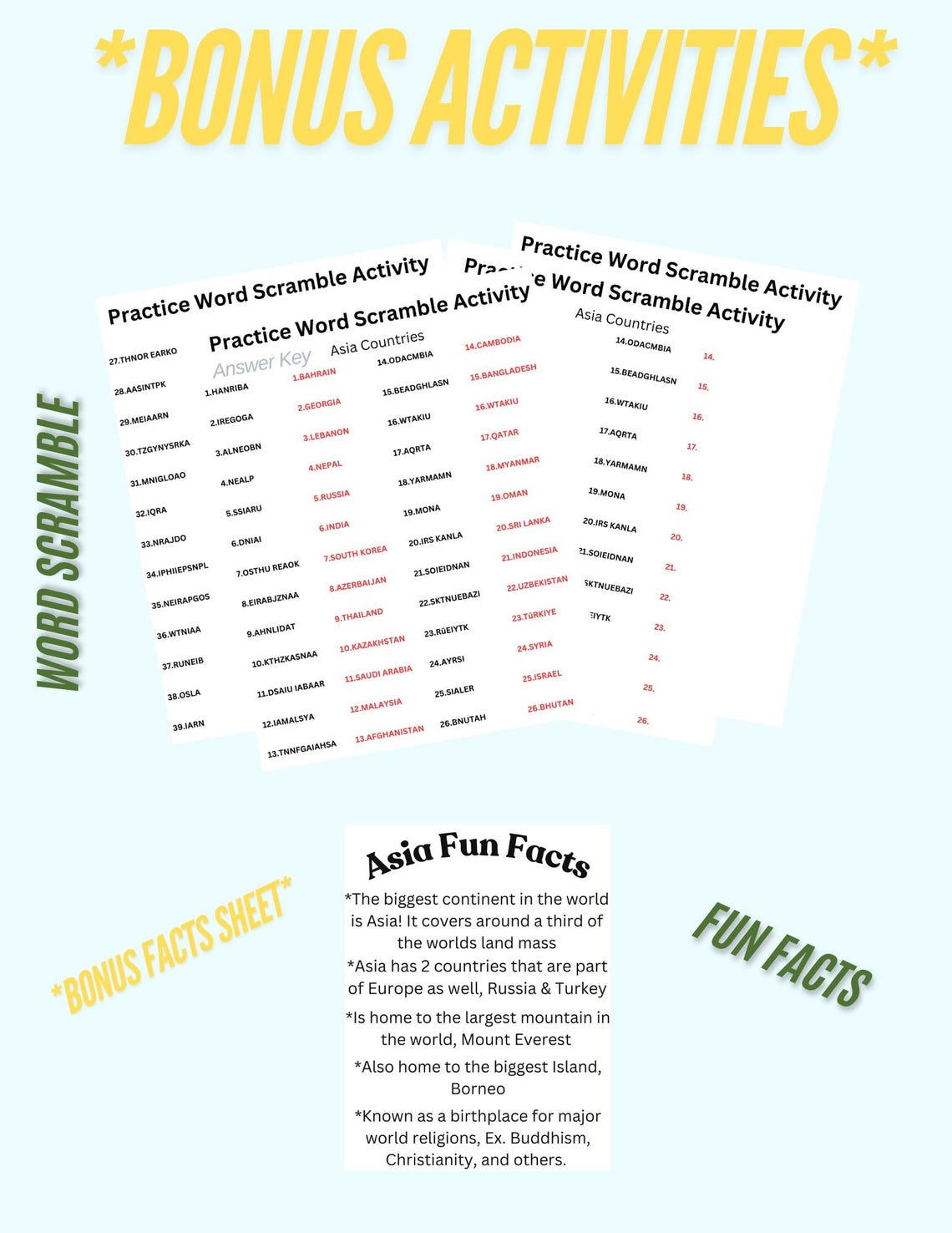 Printable Asia Countries Map Worksheet Bundle, Everything to Learn ...