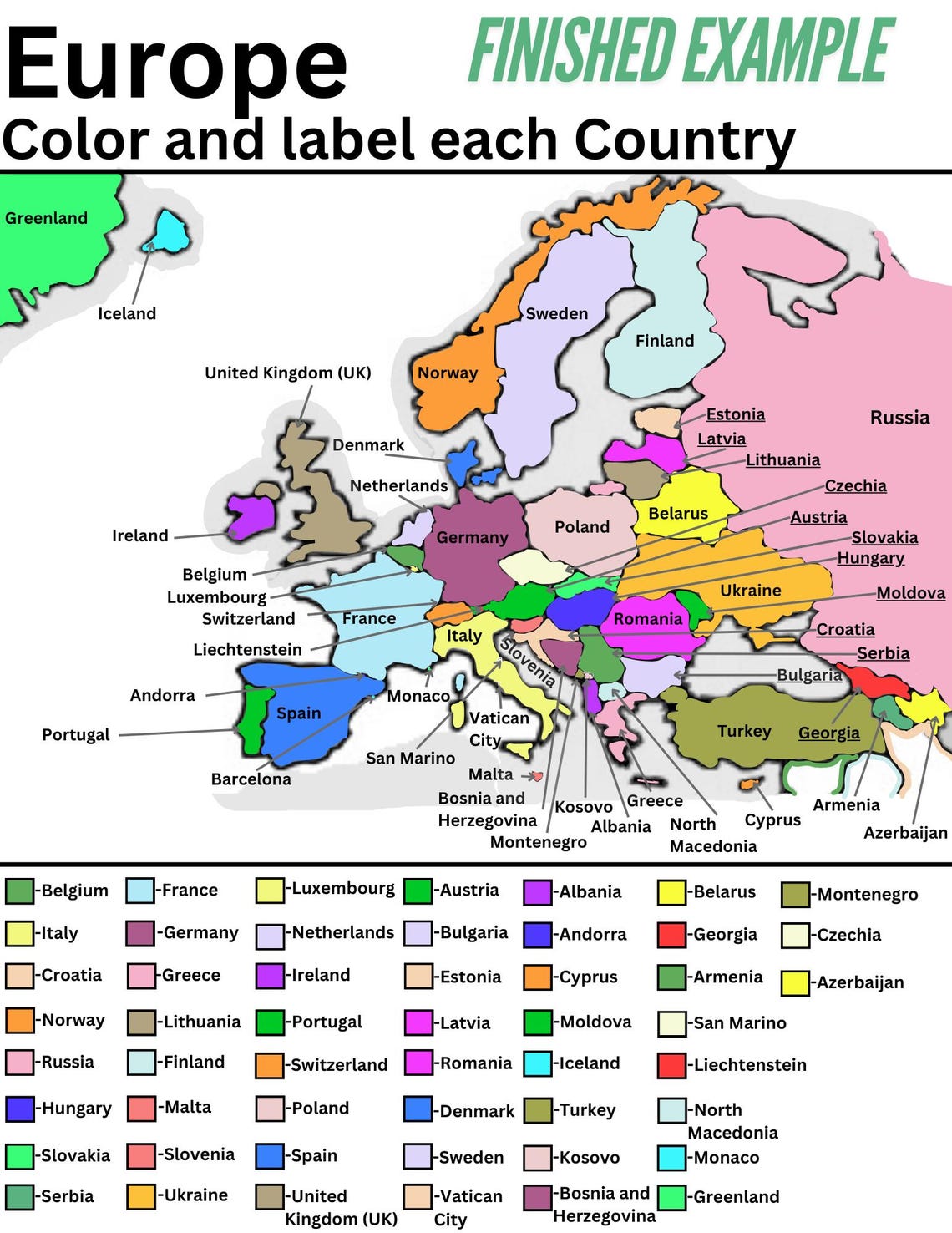 Printable Europe Countries Map Worksheet Bundle, Everything to Learn ...