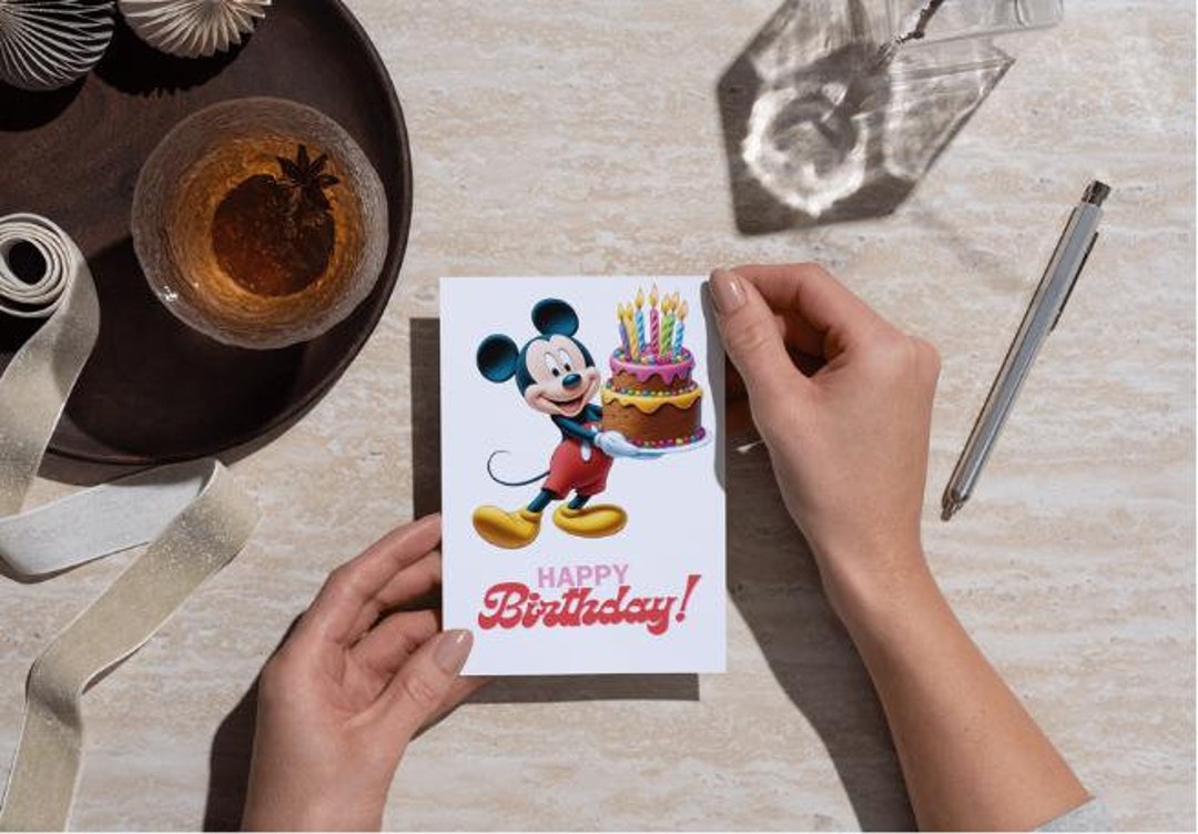 Mickey Mouse Birthday Card: Kids Printable Greeting (PNG PDF JPG) - Etsy