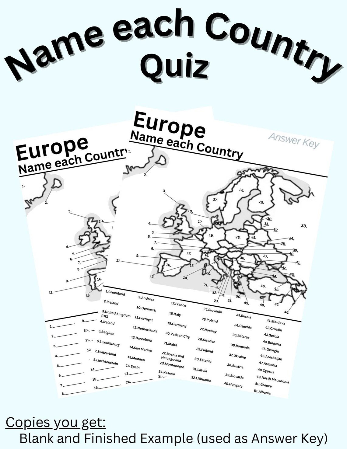 Printable Europe Countries Map Worksheet Bundle, Everything to Learn ...