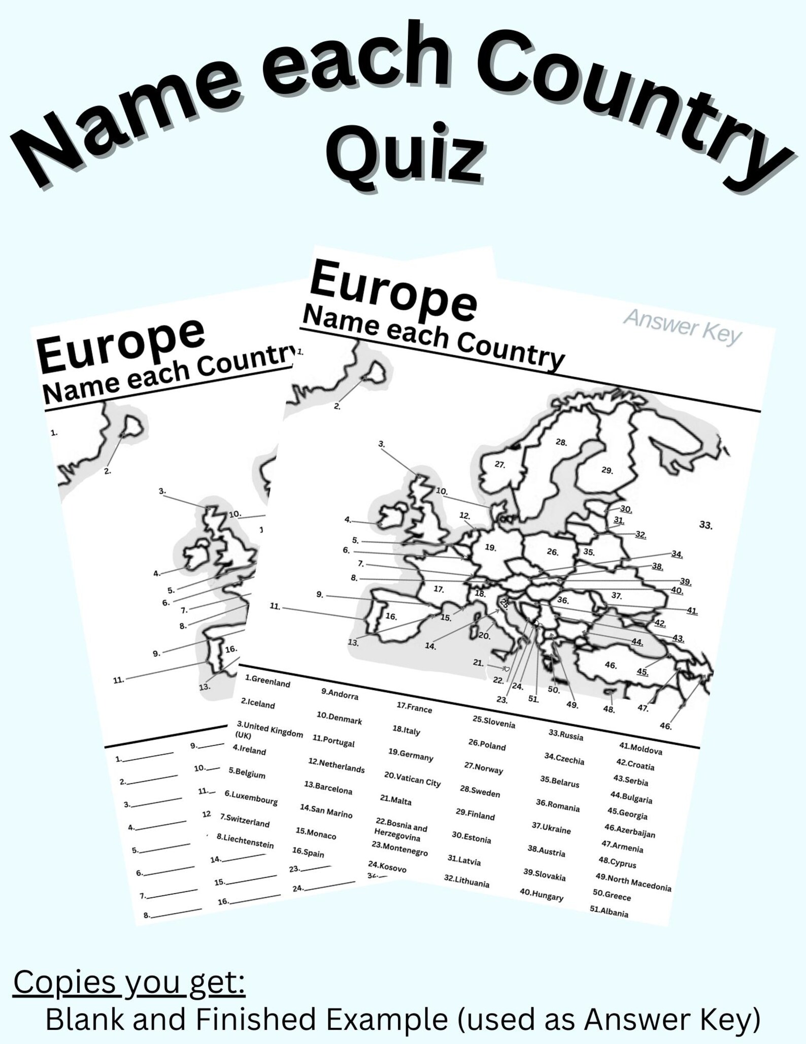 Printable Europe Countries Map Worksheet Bundle, Everything to Learn ...
