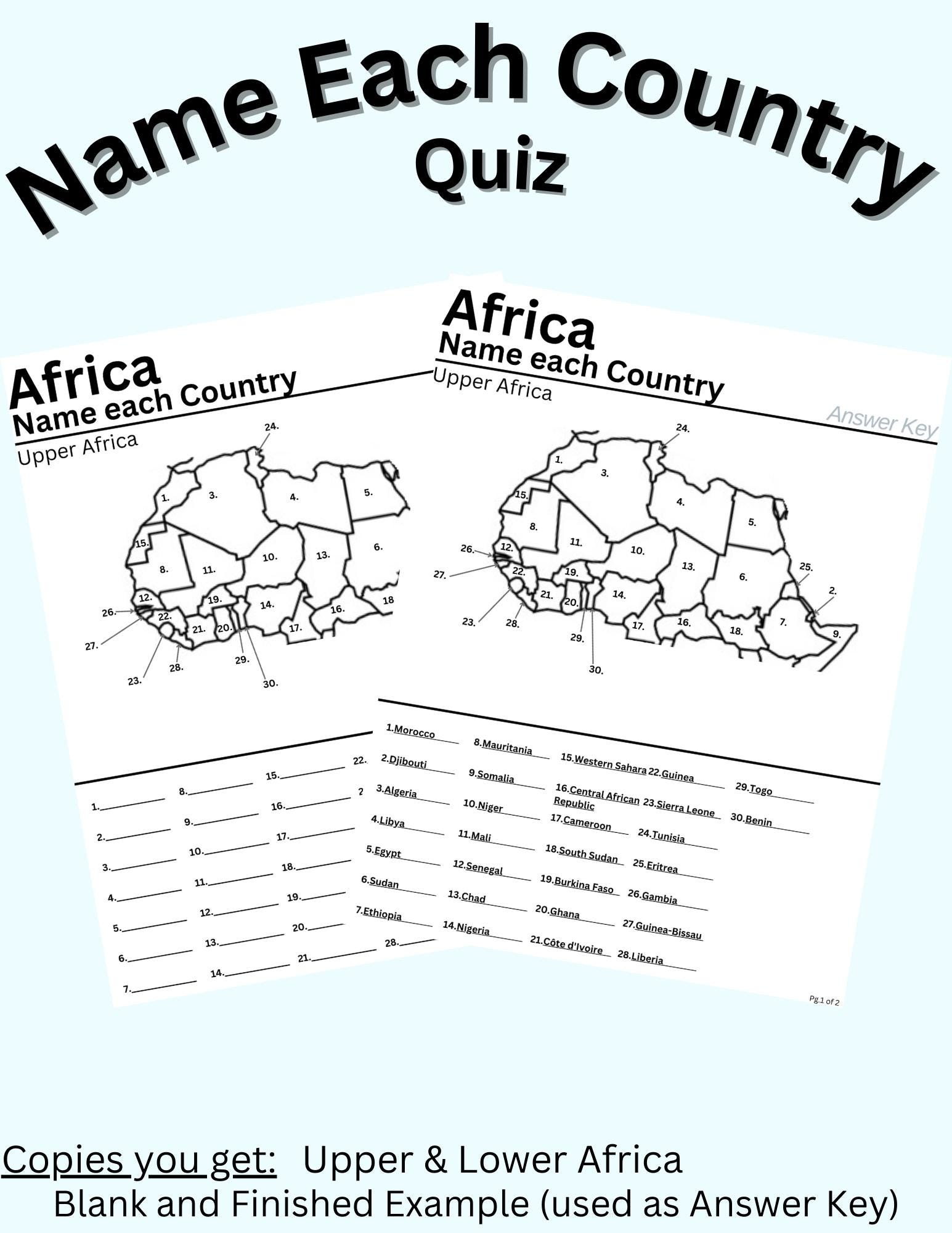 Printable Africa Countries Map Worksheet Bundle - Learn, Color, Label ...