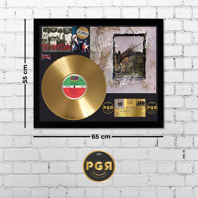 Led Zeppelin Gold Plated Record – Album Cover Framed Art - Etsy