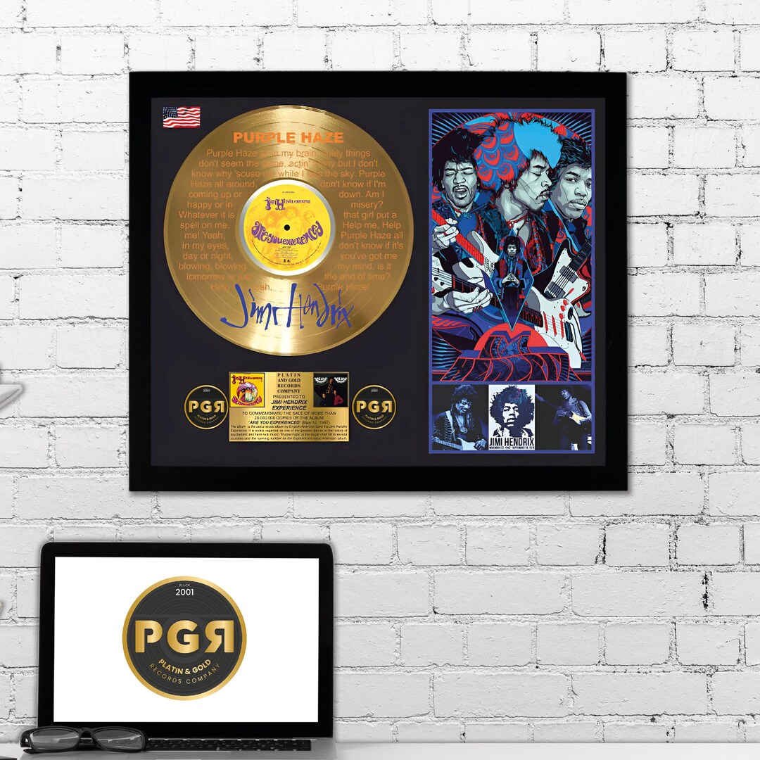 Jimi Hendrix Gold Record – Framed Vinyl Wall Art – Retro Music Gift for ...