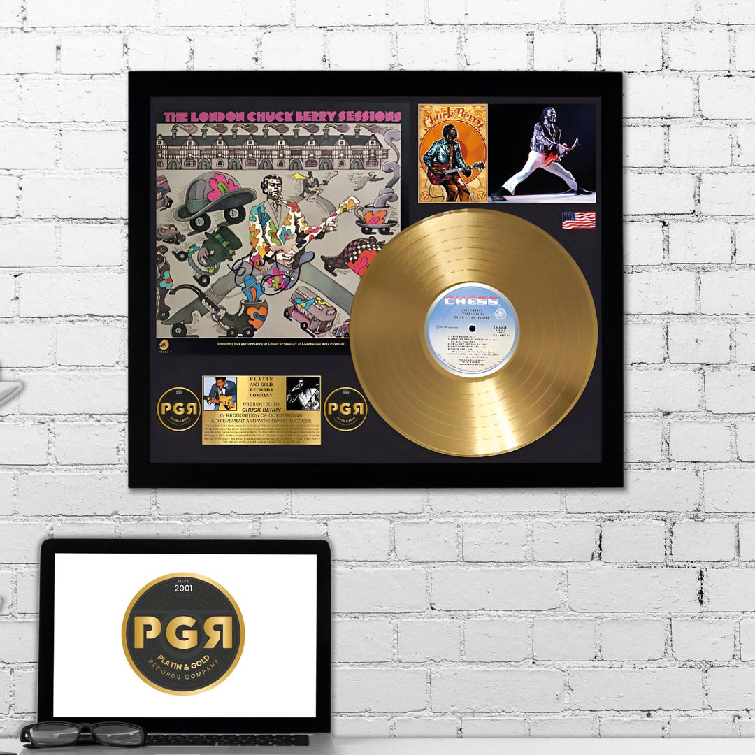 Framed Gold Record Art: Chuck Berry & Lionel Richie Signed Copy - Etsy