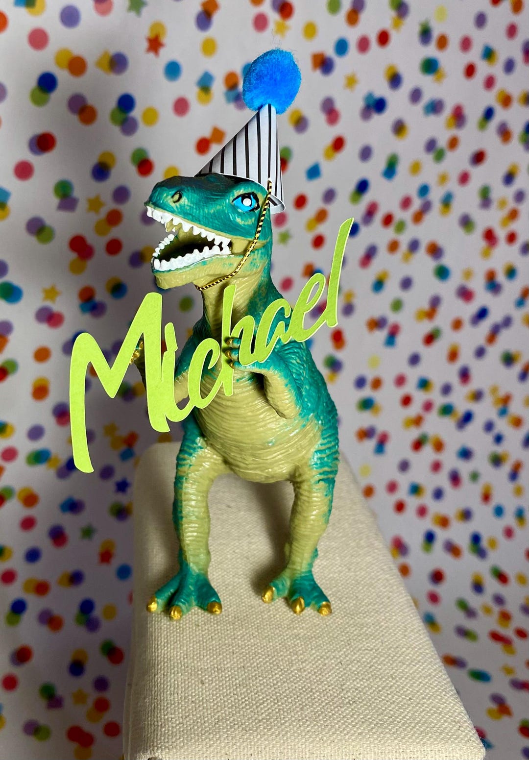 Personalized Name Party Dinosaur T-rex Cake Topper or Party Decoration ...