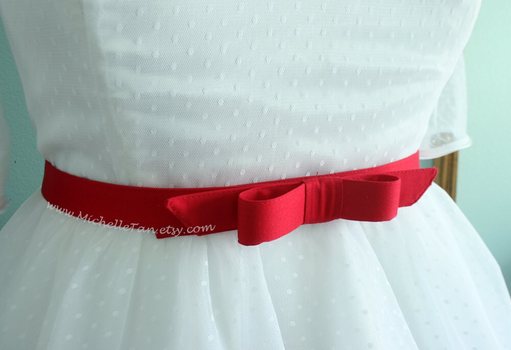 Red Bow Belt Custom Made Belt Red Belt Retro Belt Vintage - Etsy