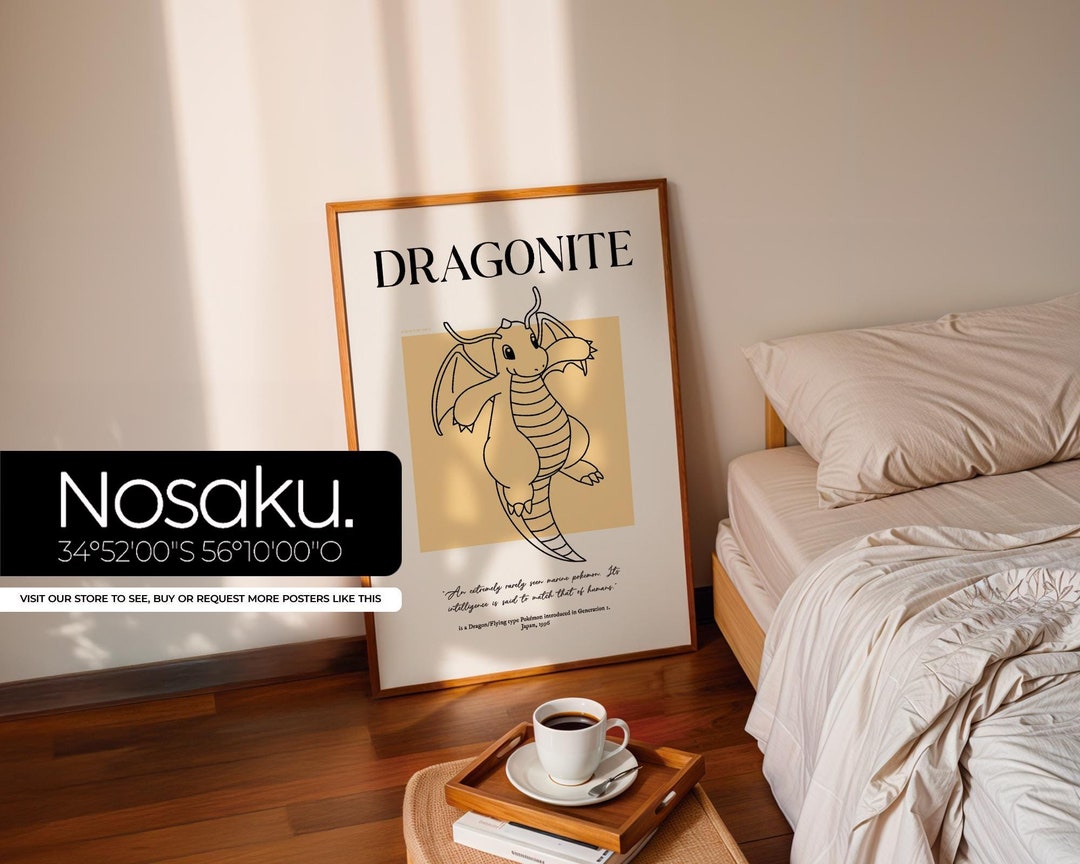 Pokemon / Dragonite / Cartoon Poster / Wall Art / Wall Prints / Home ...