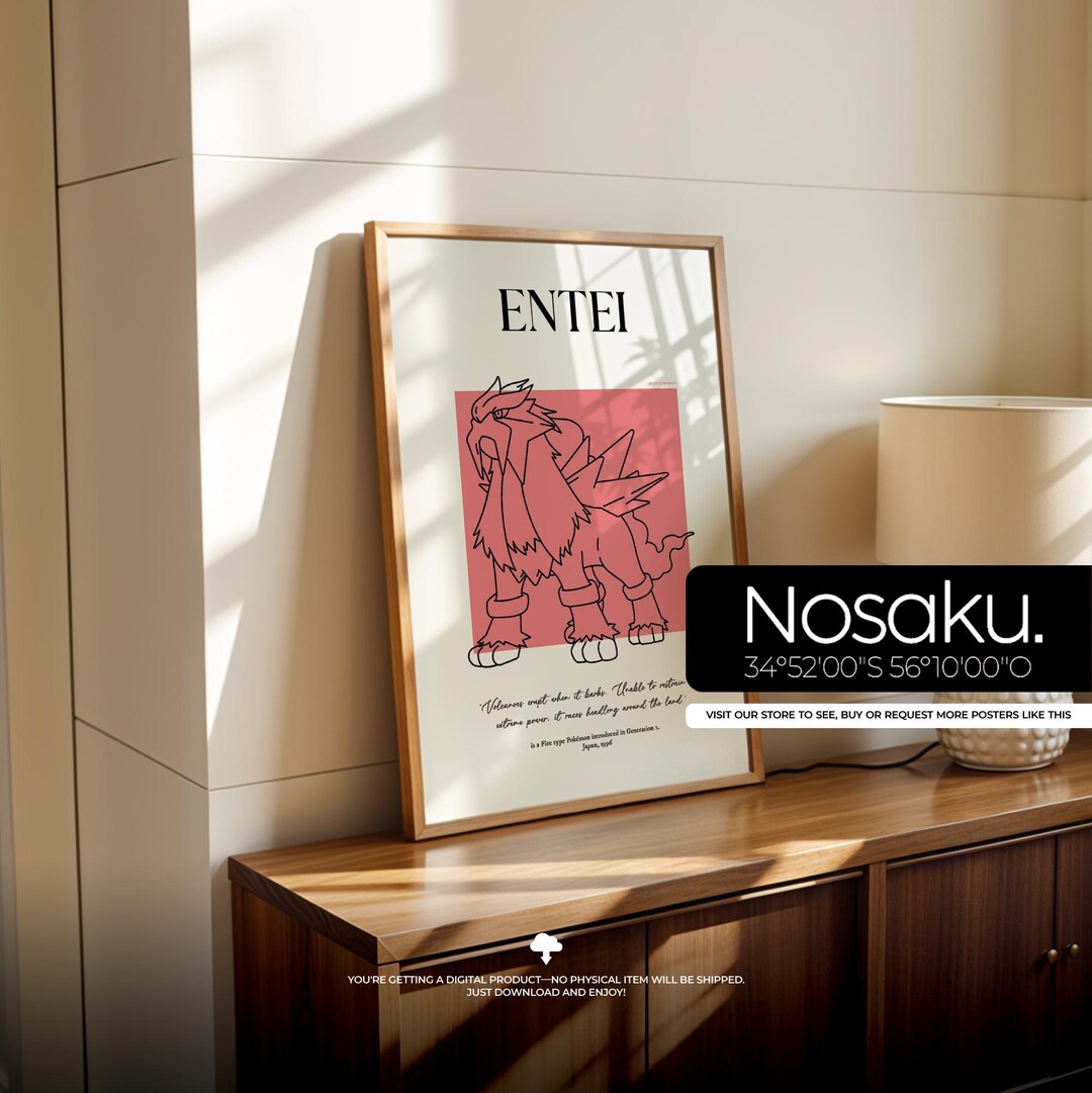 Entei |pokemon |wall Art |wall Art |wall Prints |gift Poster |printable ...