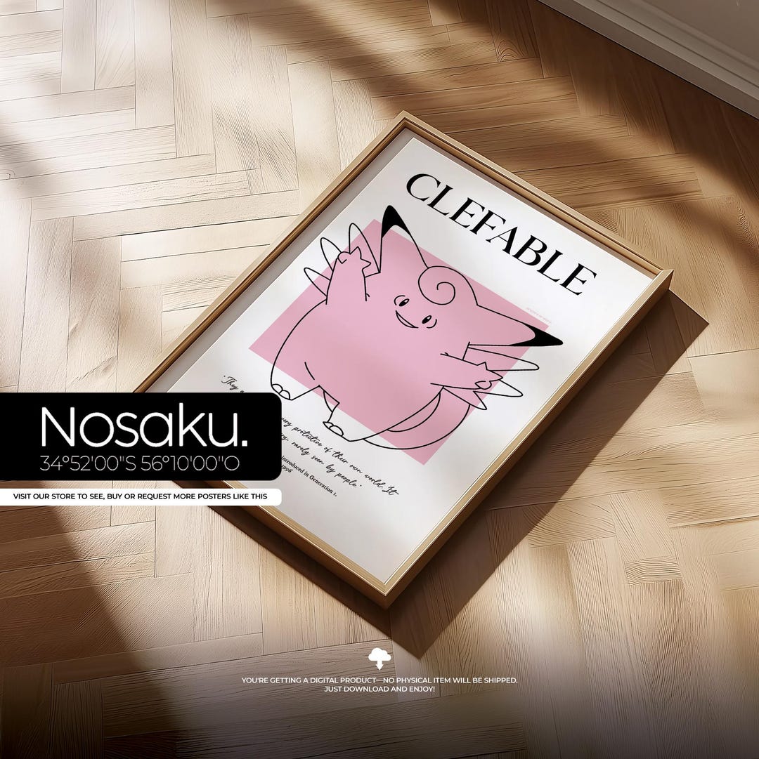 Clefable |pokemon |wall Art |wall Art |wall Prints |gift Poster ...
