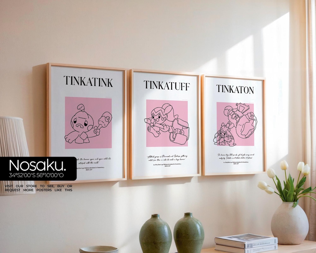Pokemon Set/ Tinkatink,tinkatink,tinkaton /cartoon Poster/wall Art/wall ...