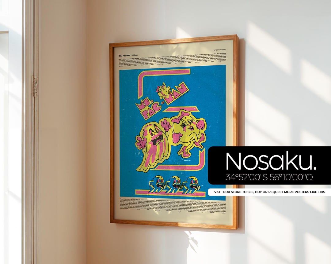 Ms. Pac-Man / Midway / Arcade /Póster cartoon /Arte de pared ...