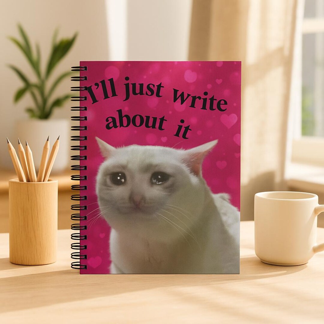 Sad Cat Meme Journal, Funny Emotional Support Notebook for Mental ...