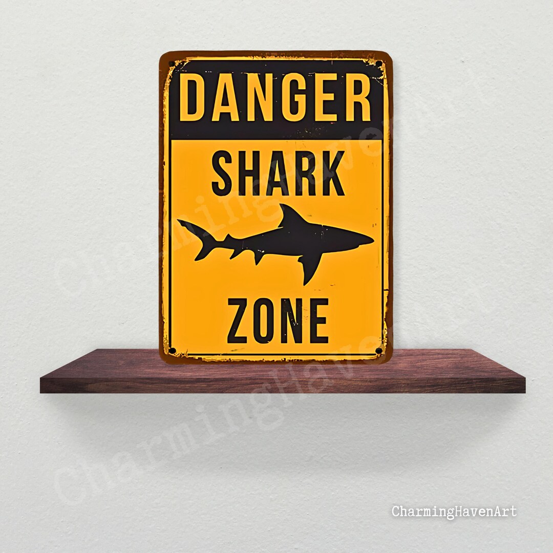Shark Zone Sign, Shark Zone Signs, Bar Signs, Vintage Style Shark Zone ...