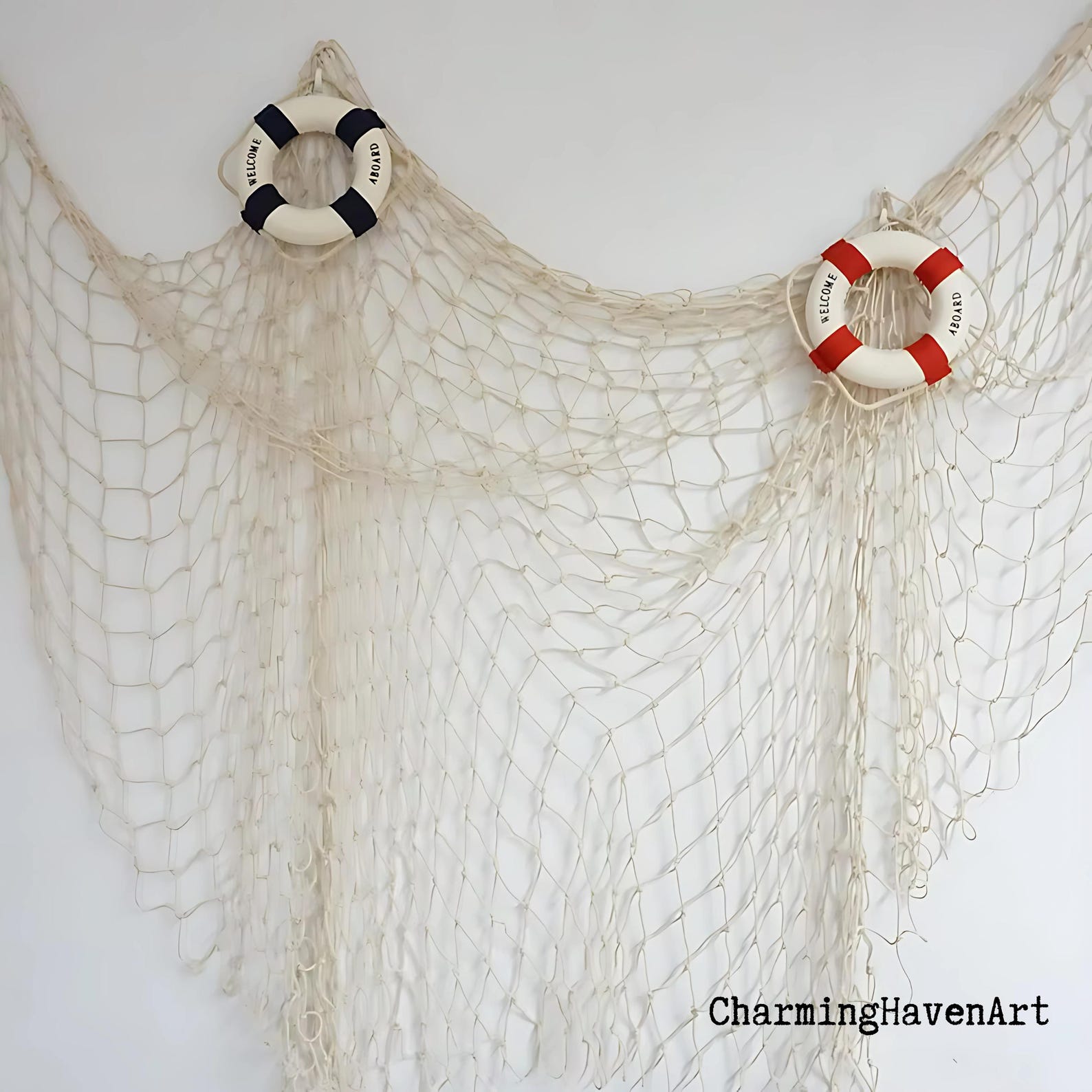 Vintage Fishing Net Decor – Authentic Nautical Wall Hanging for Coastal ...