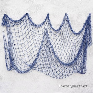 Vintage Fishing Net Decor – Authentic Nautical Wall Hanging for Coastal ...