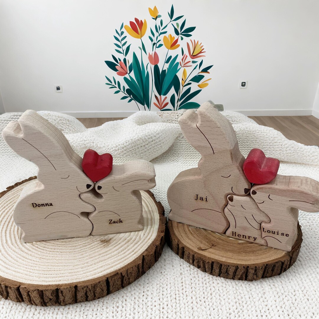 Personalized Wooden Rabbit Puzzle, Birthday Gift Baby Shower, Baby Name ...