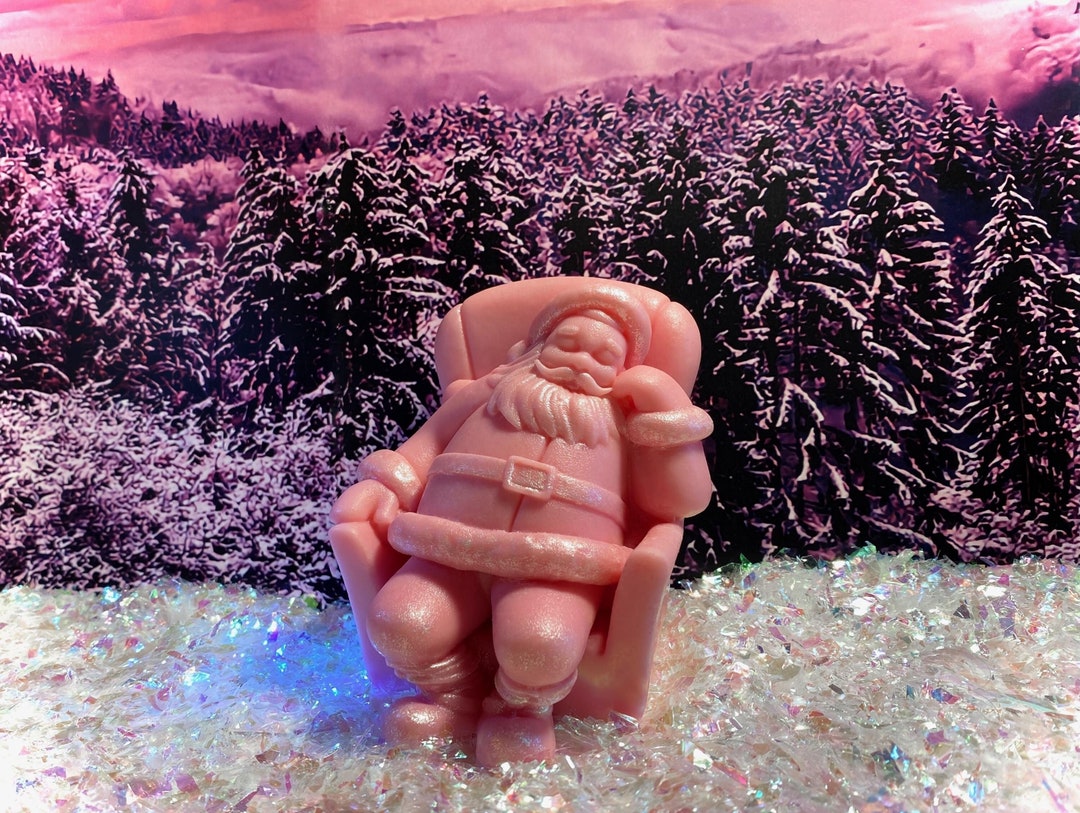 Sleepy Santa in Chair Soap, Pink Decorative Soap, Handmade Holiday Soap ...