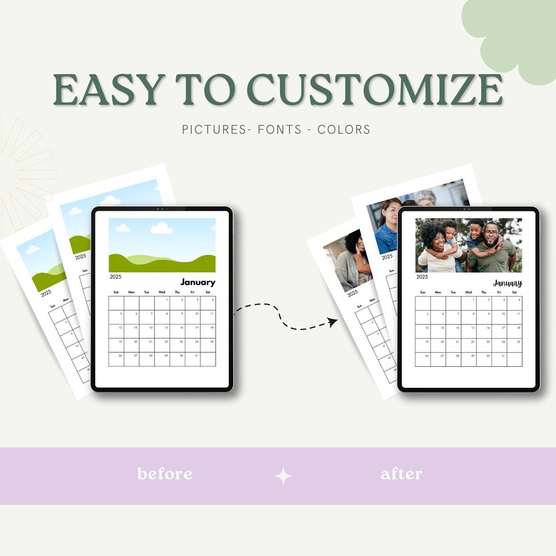 2025 Calendar CANVA Template Picture Calendar Personalized Calendar Gift - Etsy